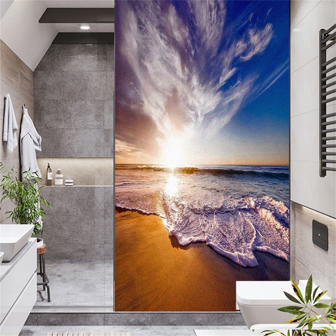 Customized Window Film Privacy Beach Glass Sticker UV Blocking Heat ...