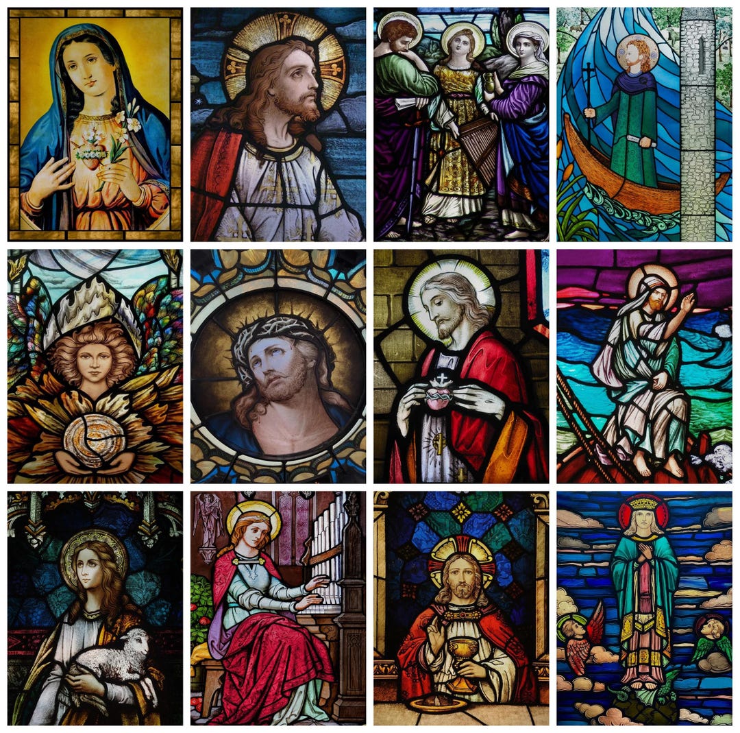 Custom Stained Glass Window Film - Religious Art, Jesus & Virgin Mary ...