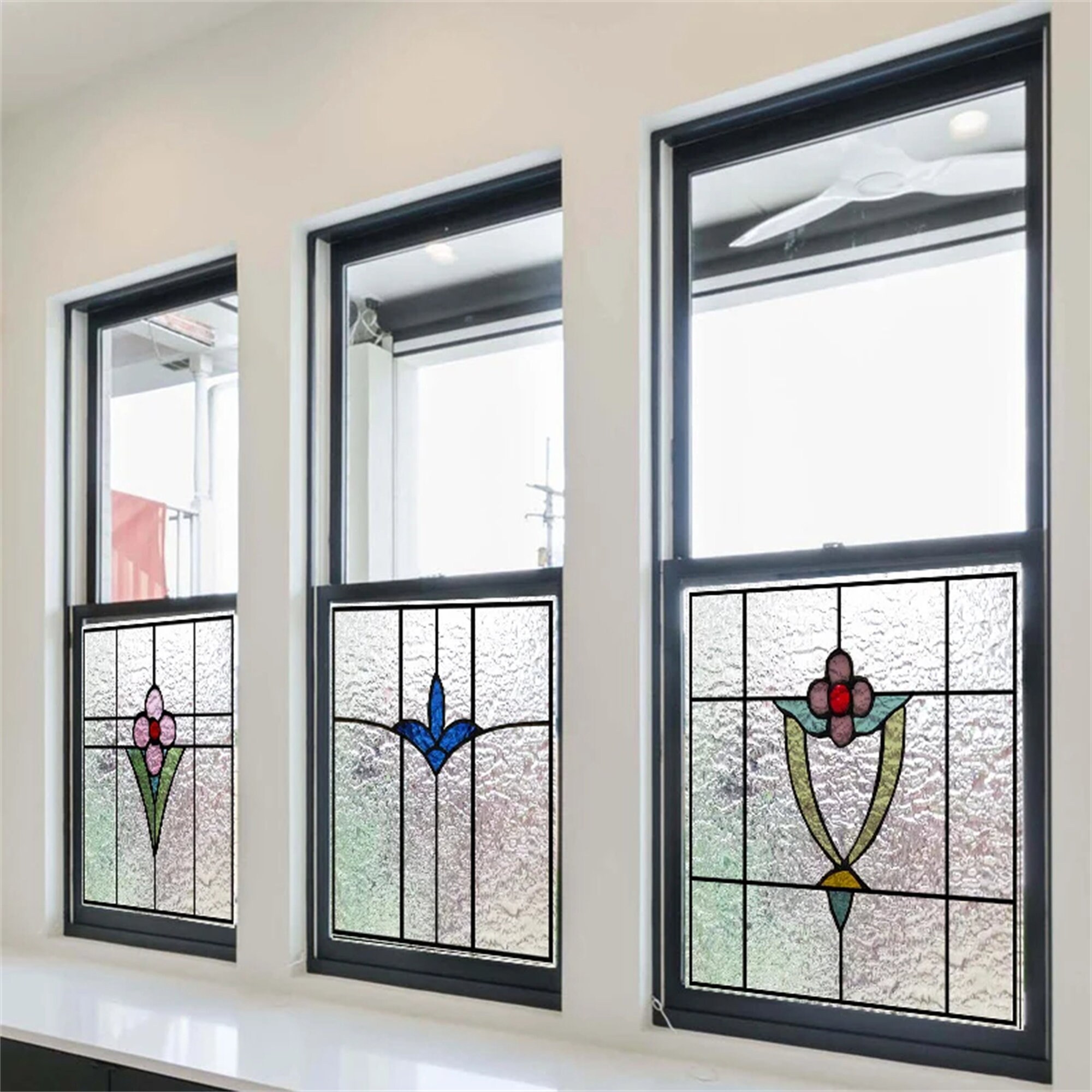 Customized Size 3D Textured Window Film Stained Glass Decor UV ...