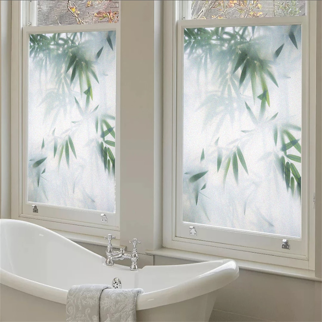 Privacy Glass Window Film With Bamboo Leaf Design - Non-glue Static ...