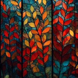Custom Nature Stained Glass Window Film – River, Forest, Sunset, and ...