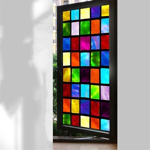 Decorative Window Decal - Colorful Stained Glass Effect, Privacy Film ...