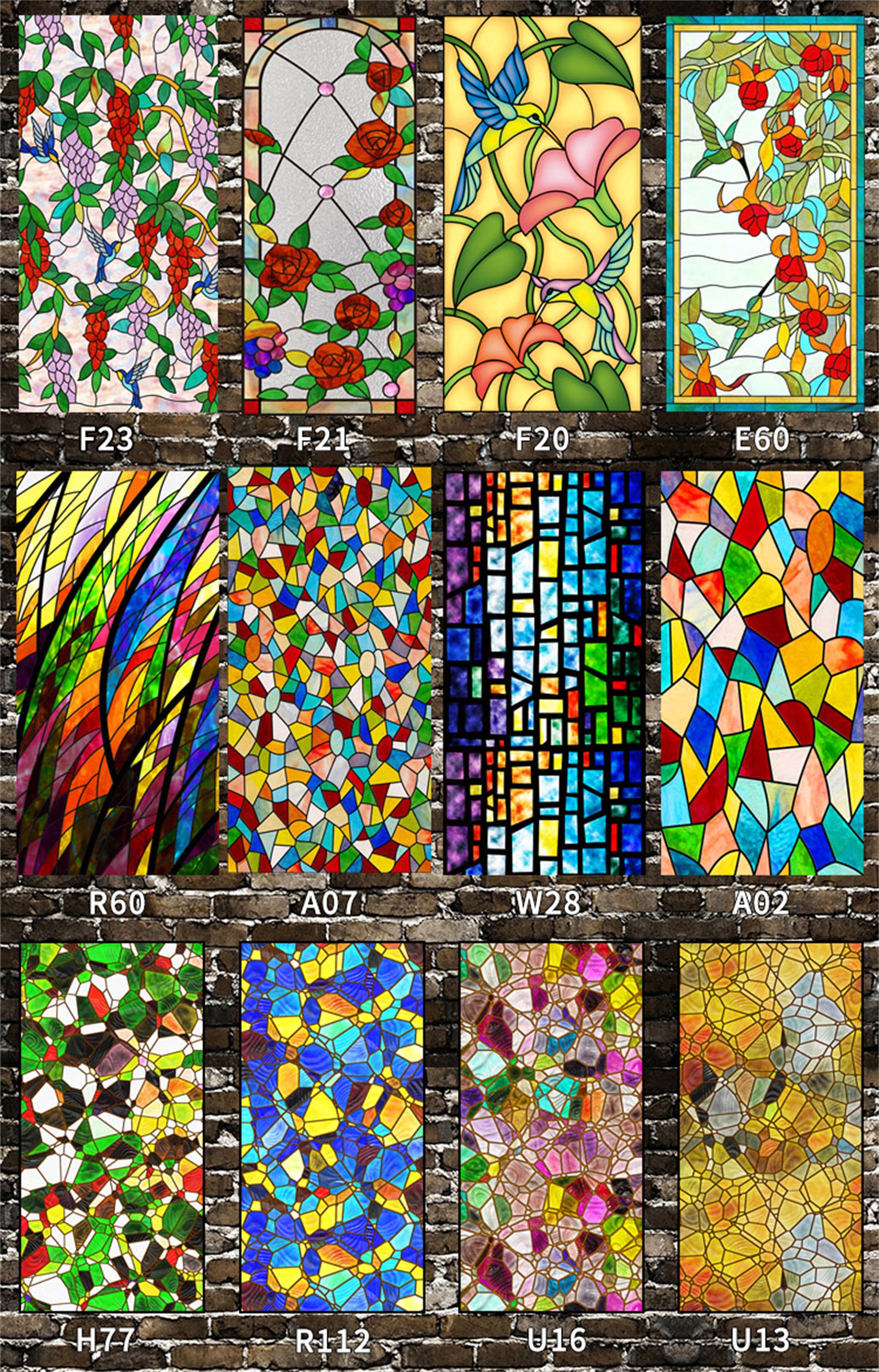 Privacy Window Stickers - Colorful Vinyl Glass Film, Static Cling, No ...