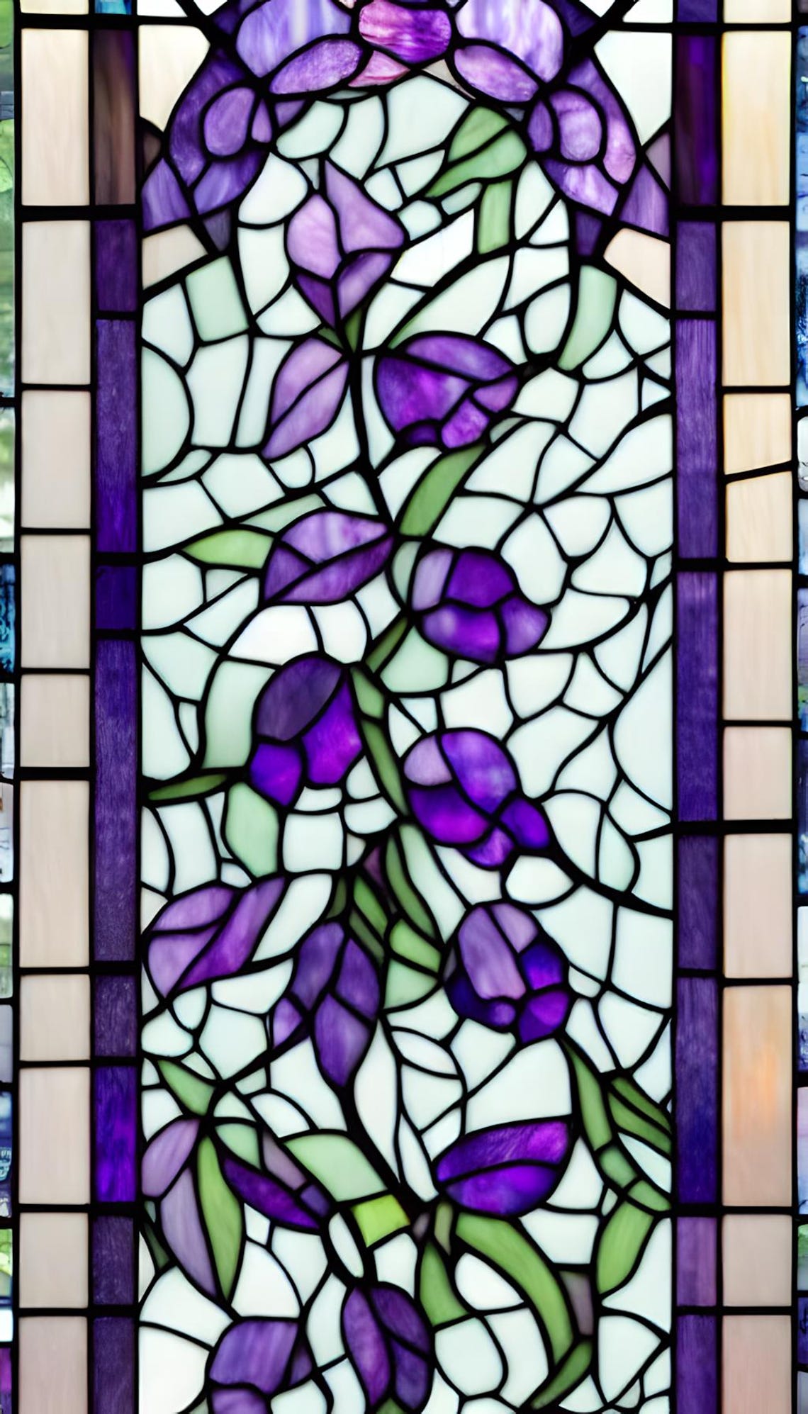 Custom Wisteria Stained Glass Window Film – Decorative Privacy Window ...