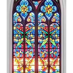Cathedral Floral Stained Glass Window Film - Gothic Arched Design ...