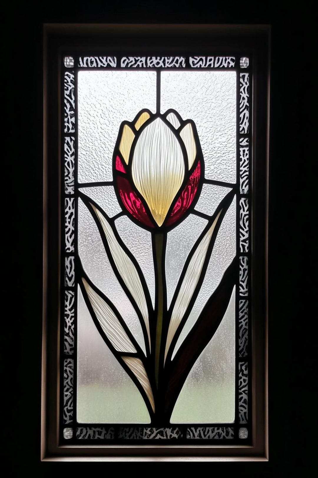 Custom Stained Glass Tulip Window Film - Elegant Decorative Privacy ...