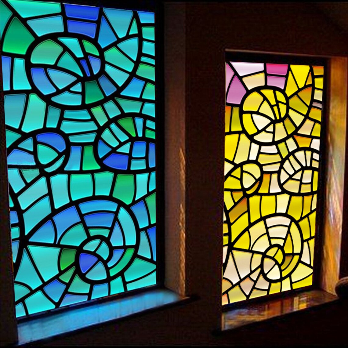 Window Film, Stained Glass Privacy Window Films Decorative Window ...
