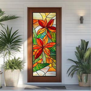 Luxury Floral Stained Glass Window Tint – Decorative Privacy Film ...