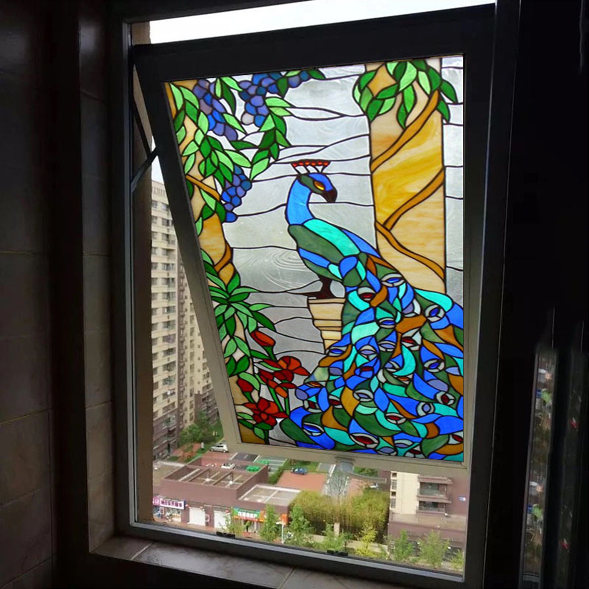 Stained Glass Window Film Animal Fish Bird Cat Tiger Color - Etsy UK