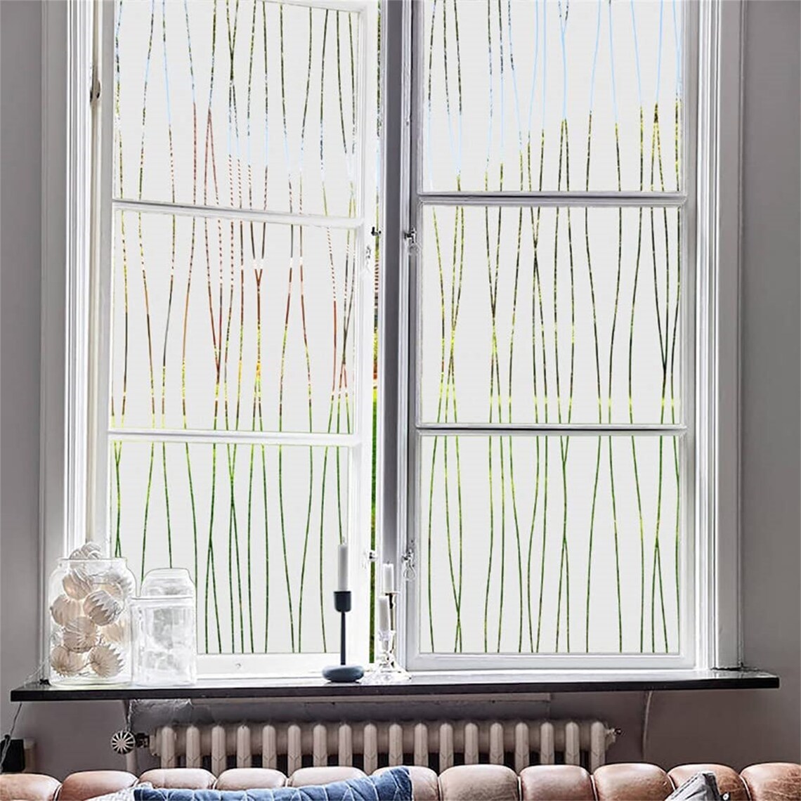 Matte Stripe Window Film Stained Glass Decorative Uv Sticker - Etsy