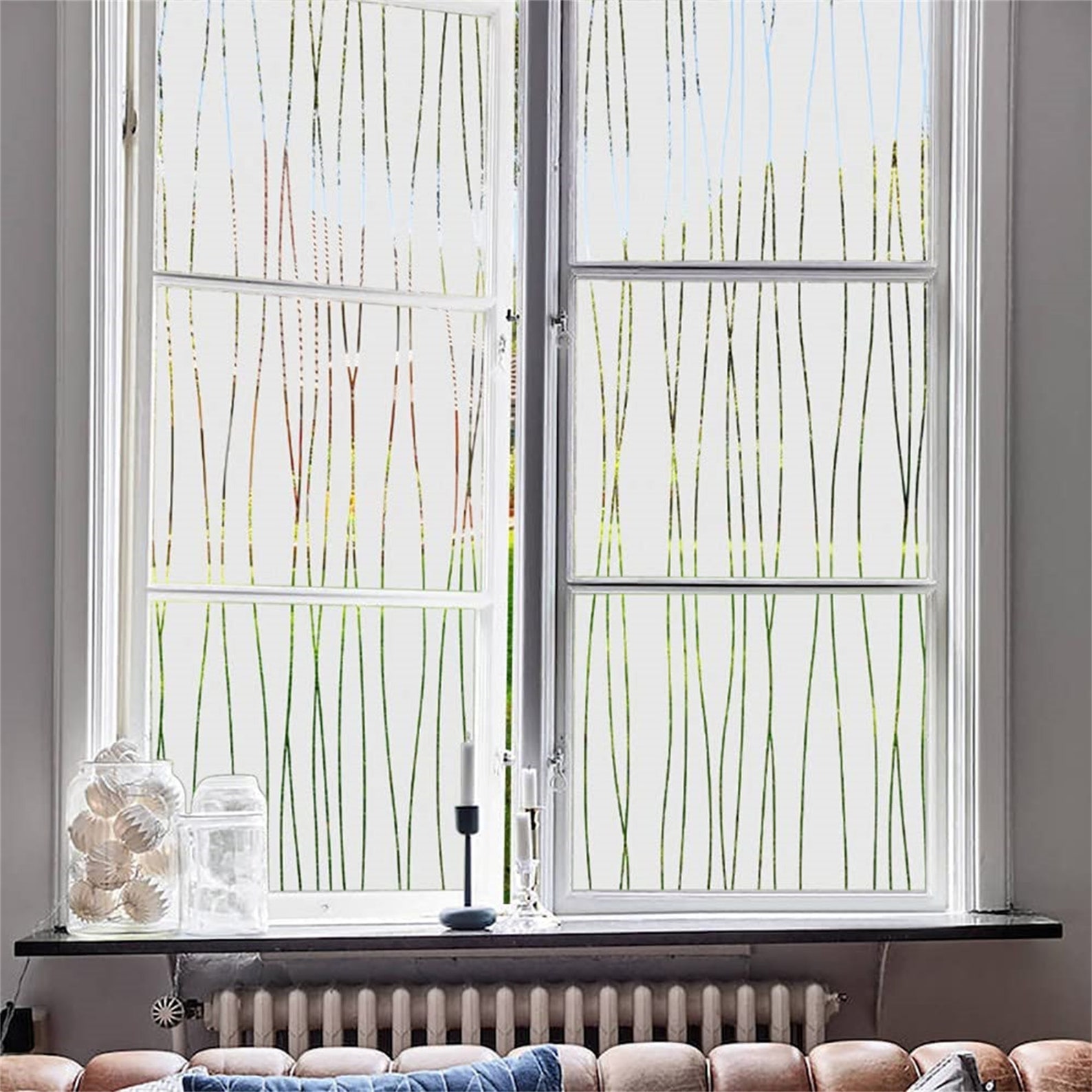 Matte Stripe Window Film Stained Glass Decorative Uv Sticker Privacy ...