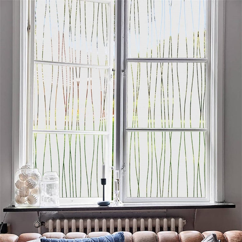 Matte Stripe Window Film Stained Glass Decorative Uv Sticker Privacy ...