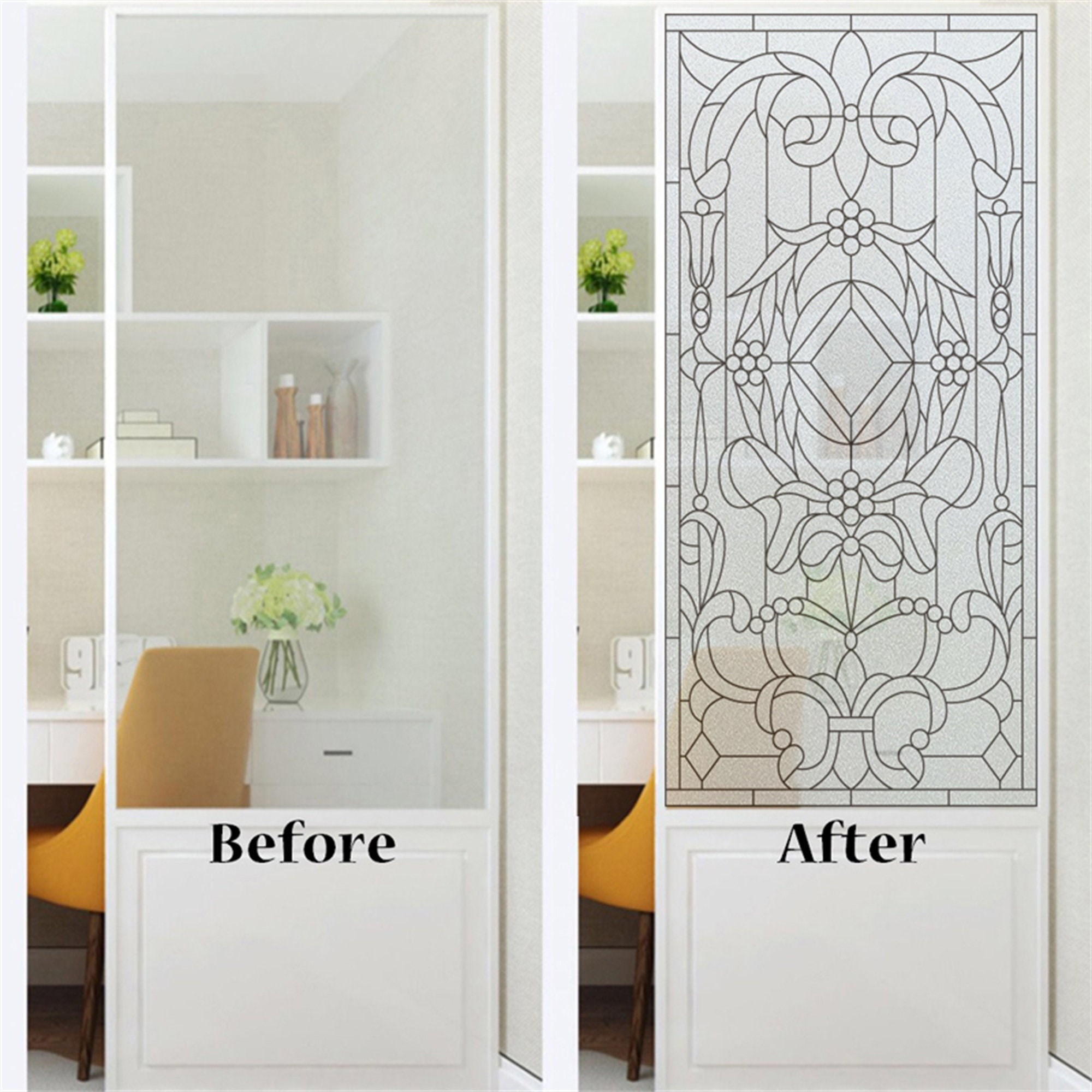Window Privacy Film, Frosted Glass Window Film, Static Cling UV ...