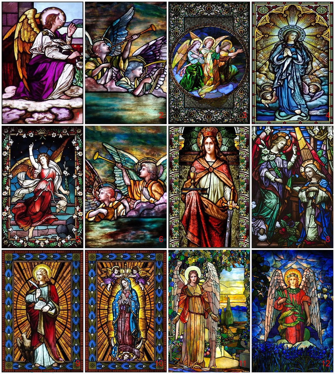 Customized Window Film Stained Glass Decal, Vibrant Angels Artwork ...