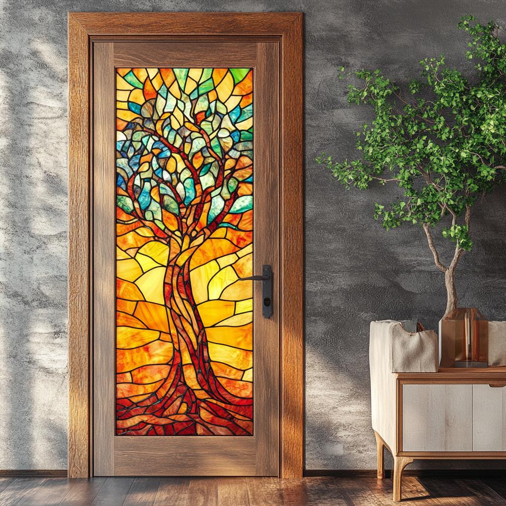 Vintage Botanical Stained Glass Decal – DIY Privacy Window Film ...