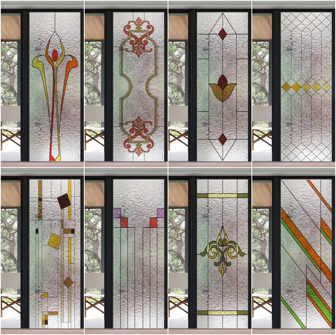 Custom Size -stained Glass Window Film, Decorative Window Privacy Film ...