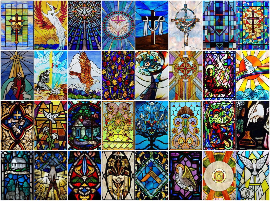 Stained Glass Window Stickers - Frosted Privacy Films With Static Cling ...