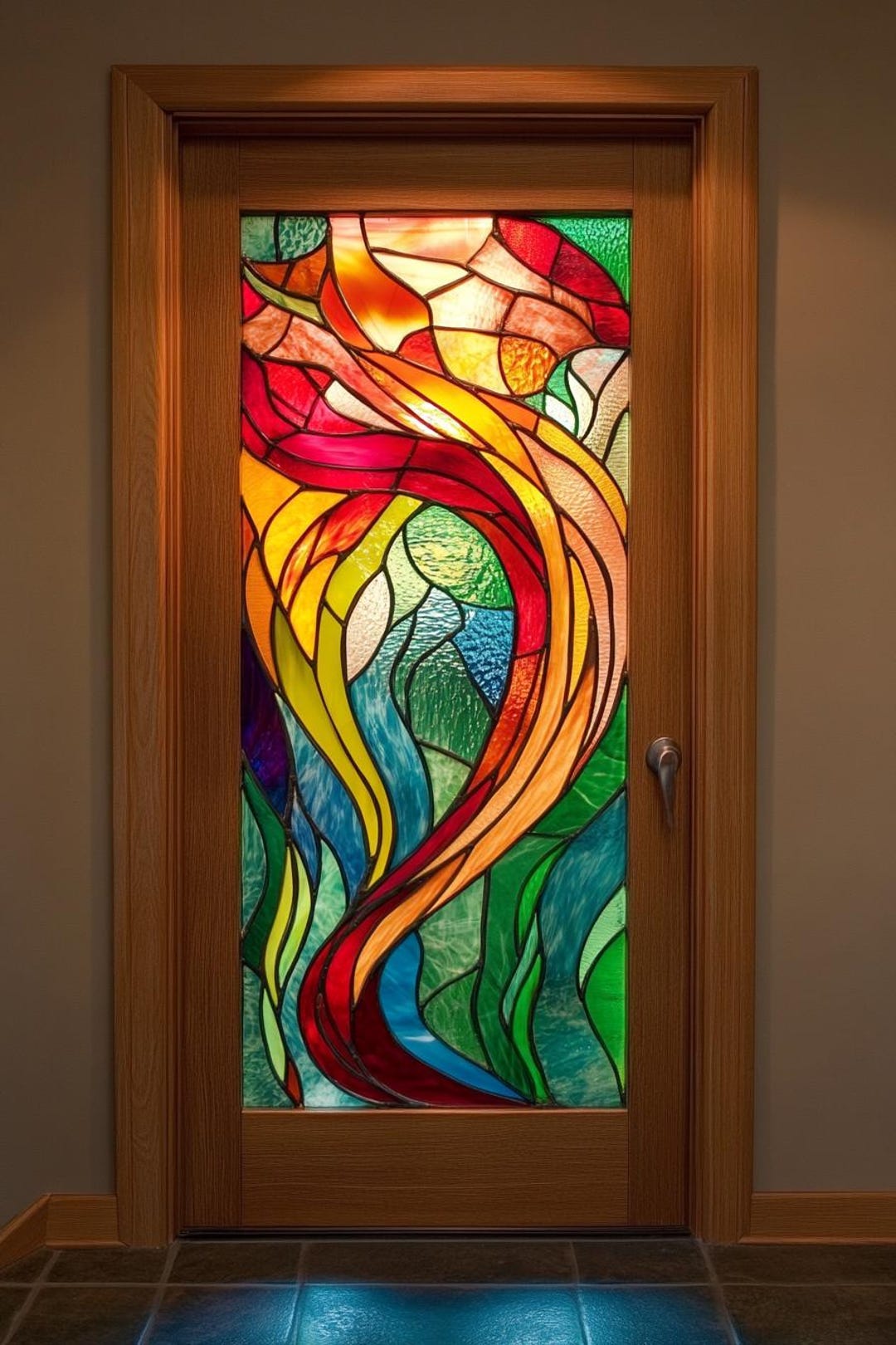 Stained Glass Window Film – Colorful Garden Floral Pattern, Static ...