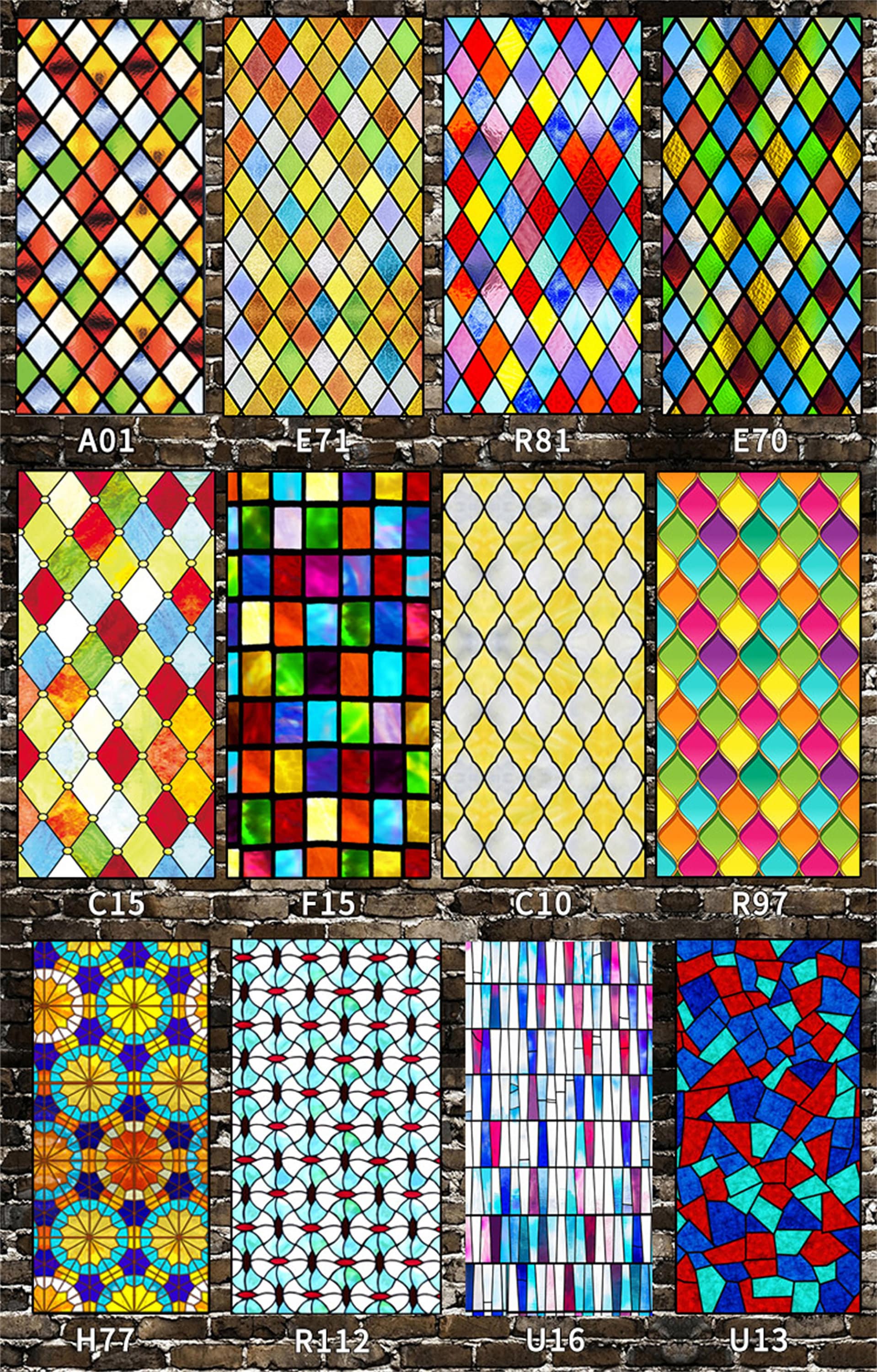 Privacy Window Stickers - Colorful Vinyl Glass Film, Static Cling, No ...