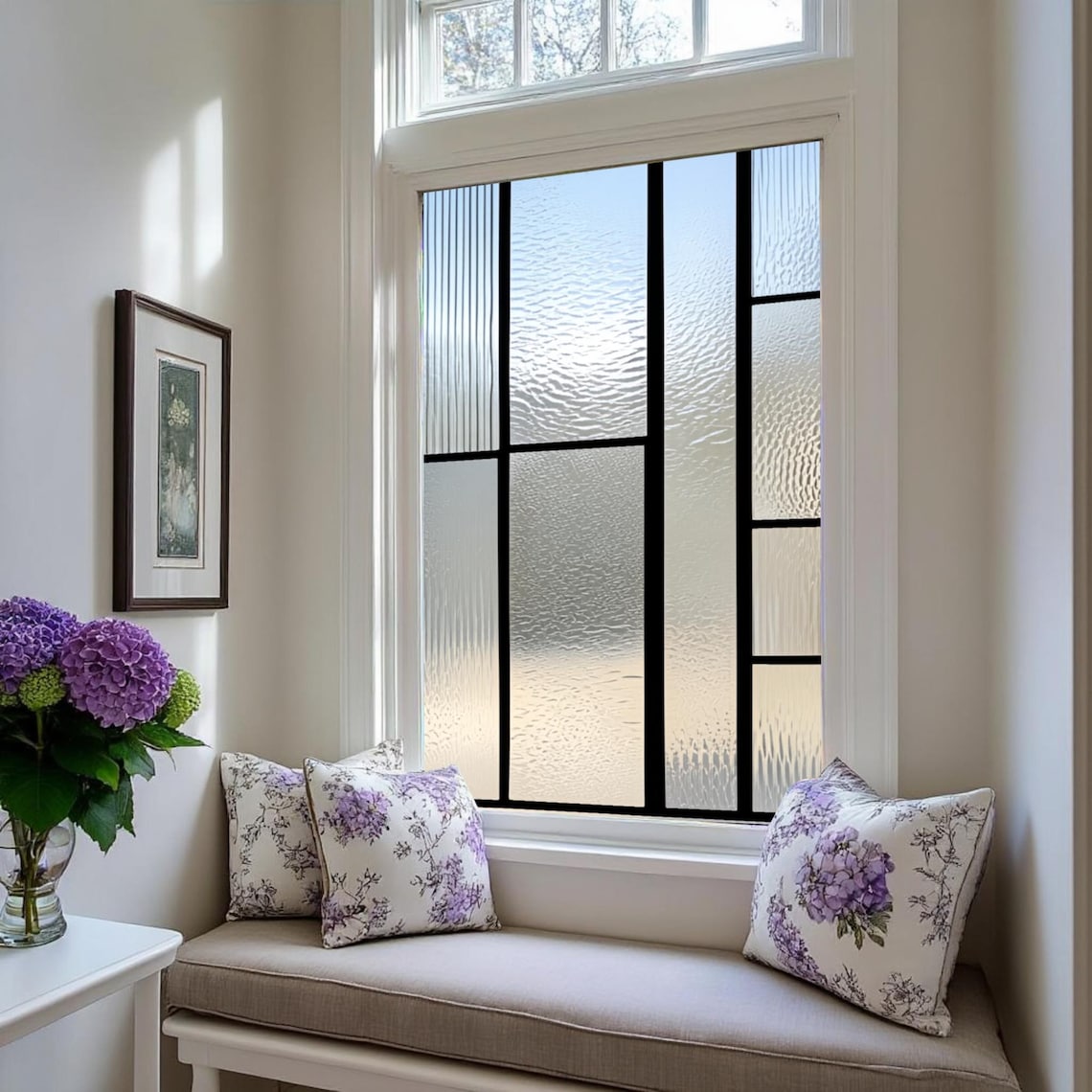 Modern Geometric Frosted Window Film Privacy Static Cling Custom Size ...