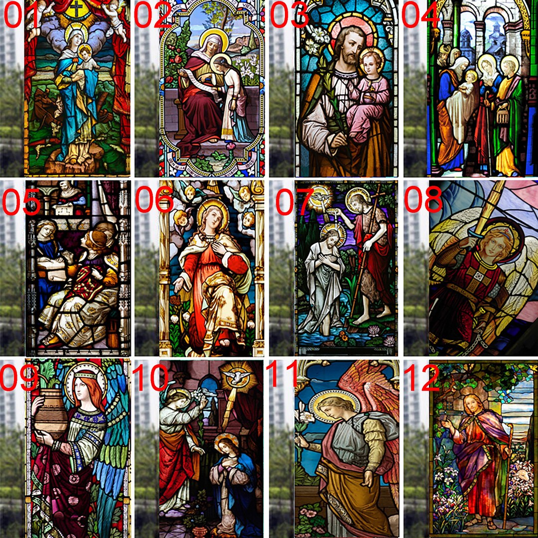 Customsize Window Film Stained Glass Films Jesus Christ Virgin Mary ...