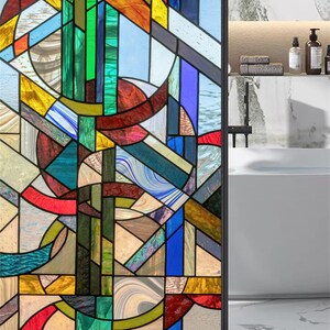 Window Privacy Film Stained Glass Window Clings Decorative Stickers Non ...