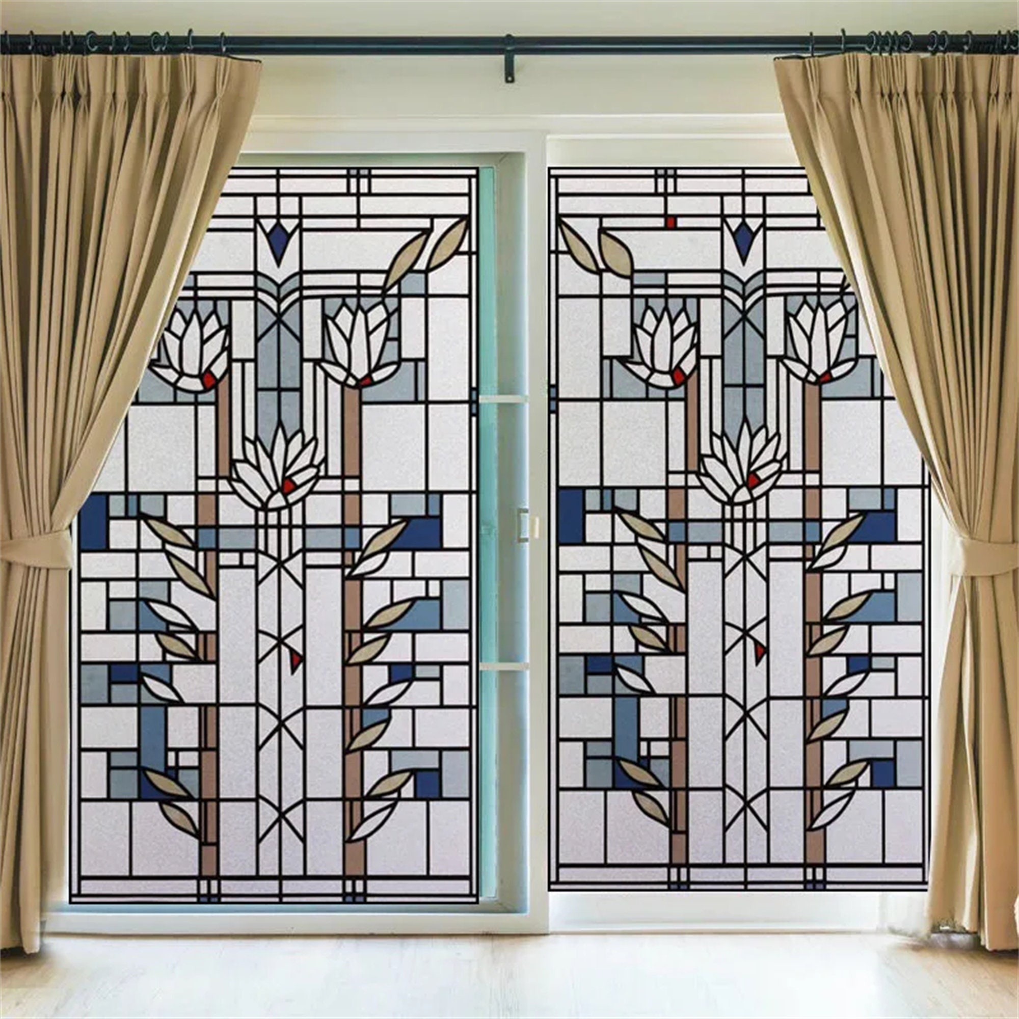 Window Film With Frosted Stained Glass Effect, Church Static Cling ...