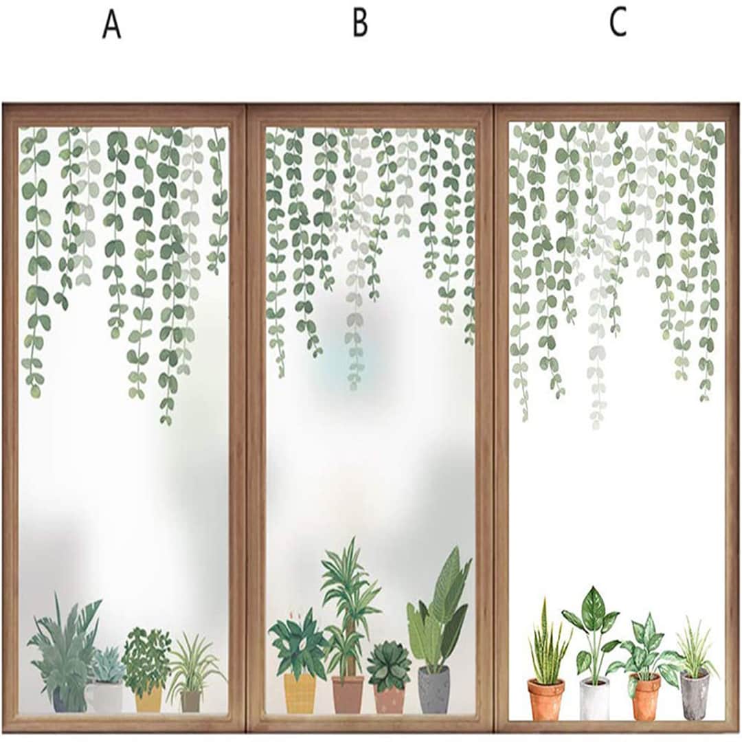 Window Film Privacy Green Plants Glass Sticker UV Blocking Heat Control ...