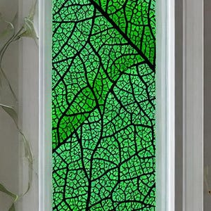 Custom Green Leaf Stained Glass Window Film – Decorative Privacy Vinyl ...