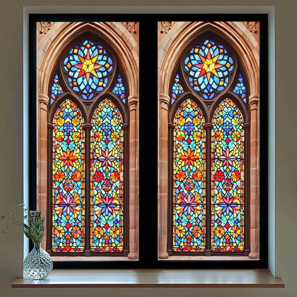 Stained Glass Window Film Gothic - Etsy