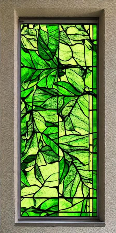 Custom Green Leaf Stained Glass Window Film – Decorative Privacy Vinyl ...
