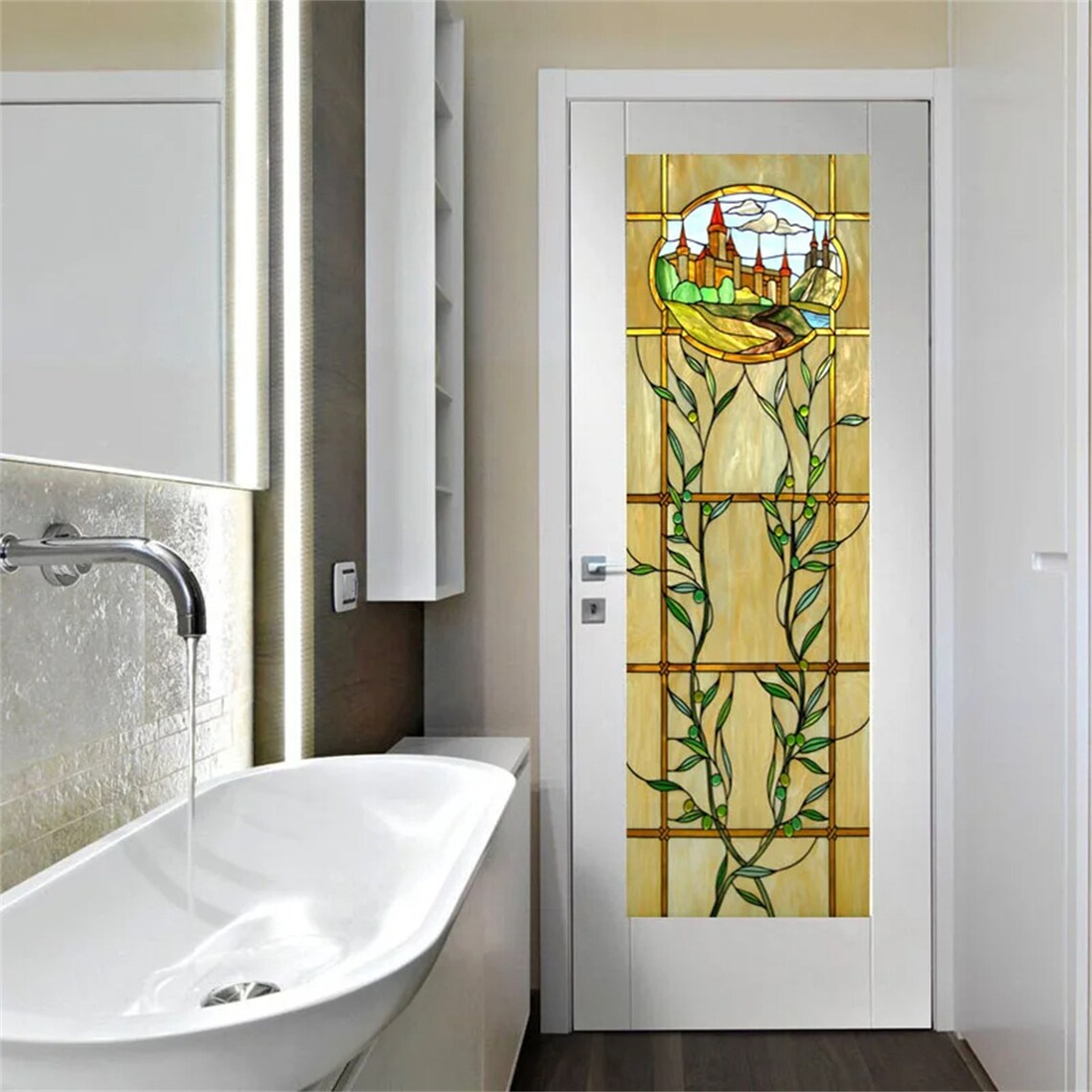 Window Film With Frosted Stained Glass Effect, Church Static Cling ...