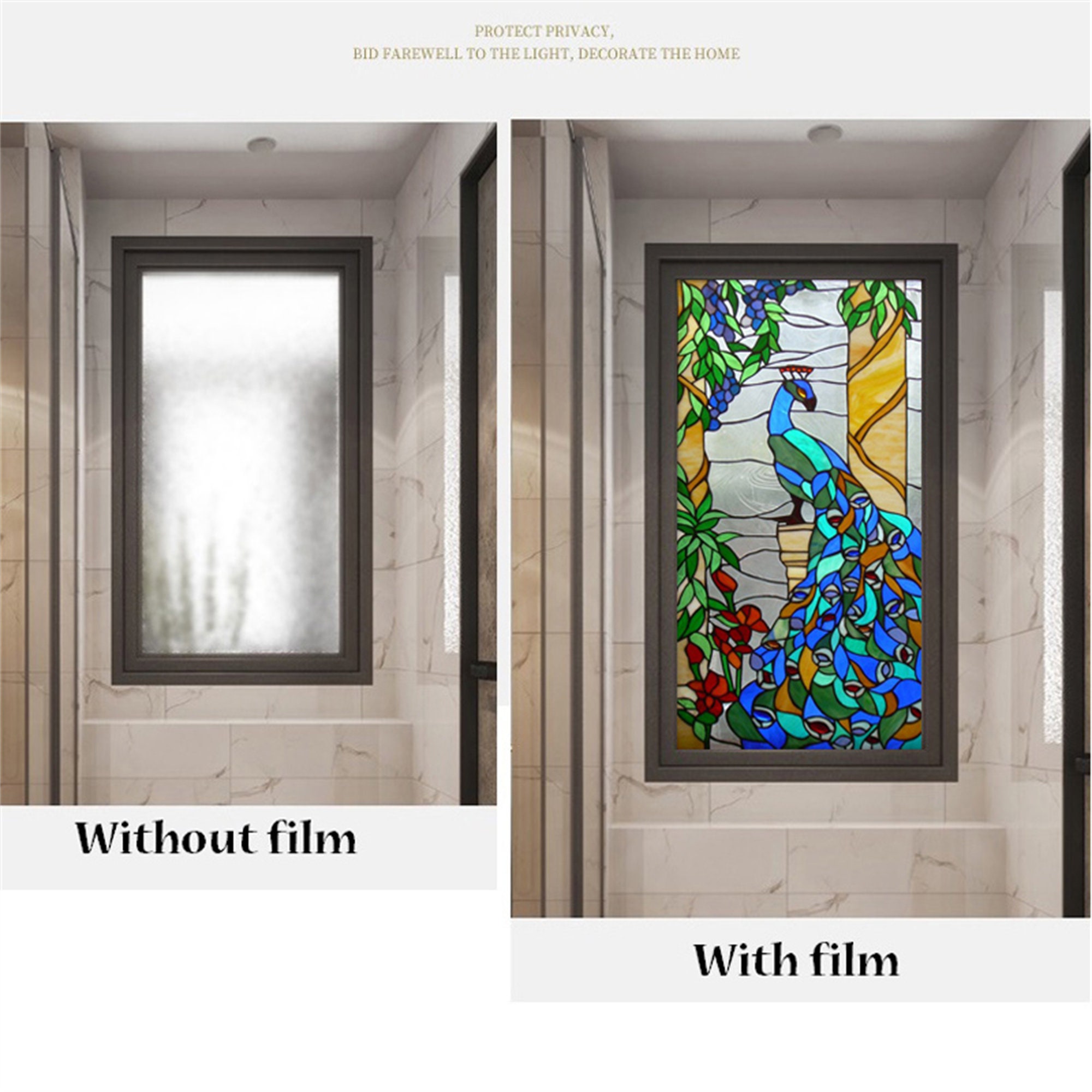 Stained Glass Window Film Animal Fish Bird Cat Tiger Color - Etsy UK