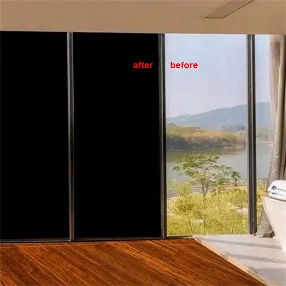 100 Blackout Window Film Privacy UV Sun Protection Black Out Self Adhesive Glass Vinyl for Home Heat Insulation Window Tint Etsy