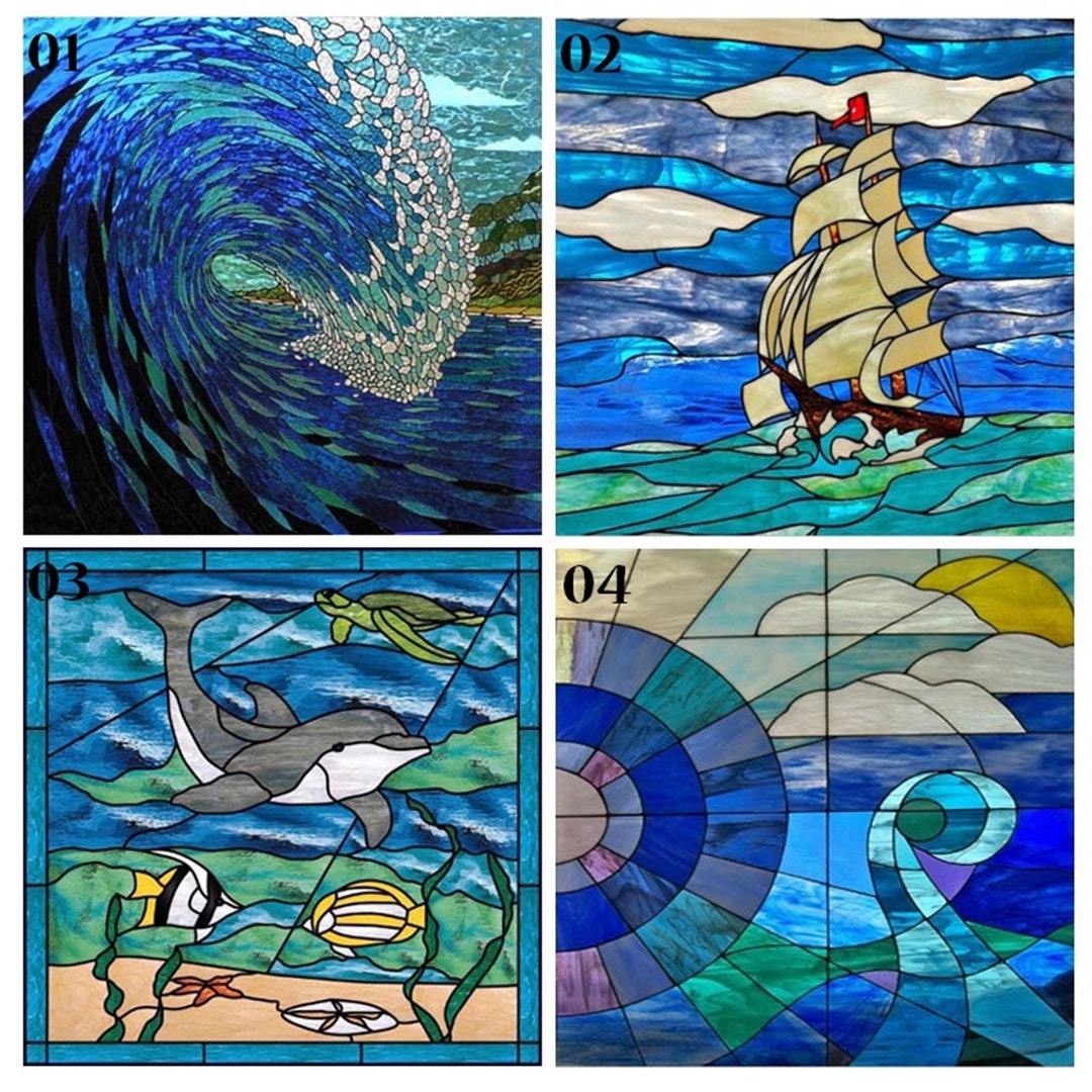 Custom Size Glass Window Film Static Cling Frosted Blue Glass Films ...