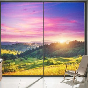Window Privacy Glass Film – Romantic Scenery Pattern, Frosted, Sliding ...