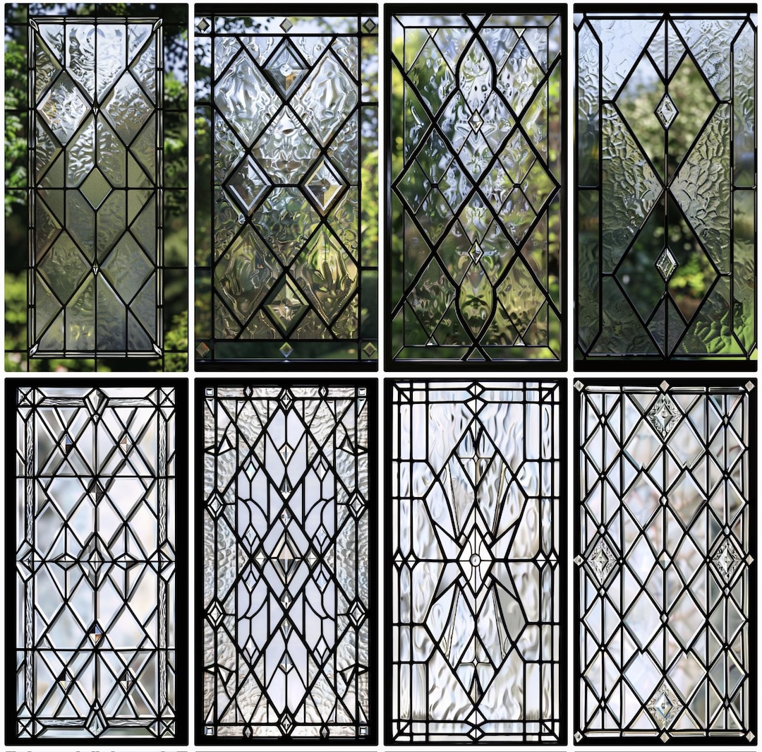 Geometric Frosted Stained Glass Privacy Film - Clear Textured Window ...