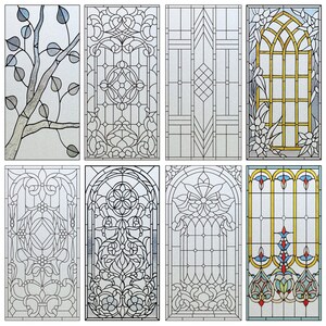 Custom Size Matte Window Film - Stained Glass Decorative Design, UV ...