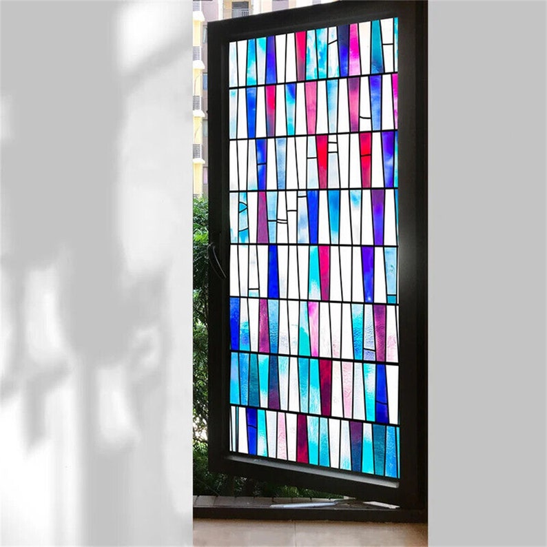 Static Cling Window Tint - Colorful Stained Glass Design, Privacy, Heat ...