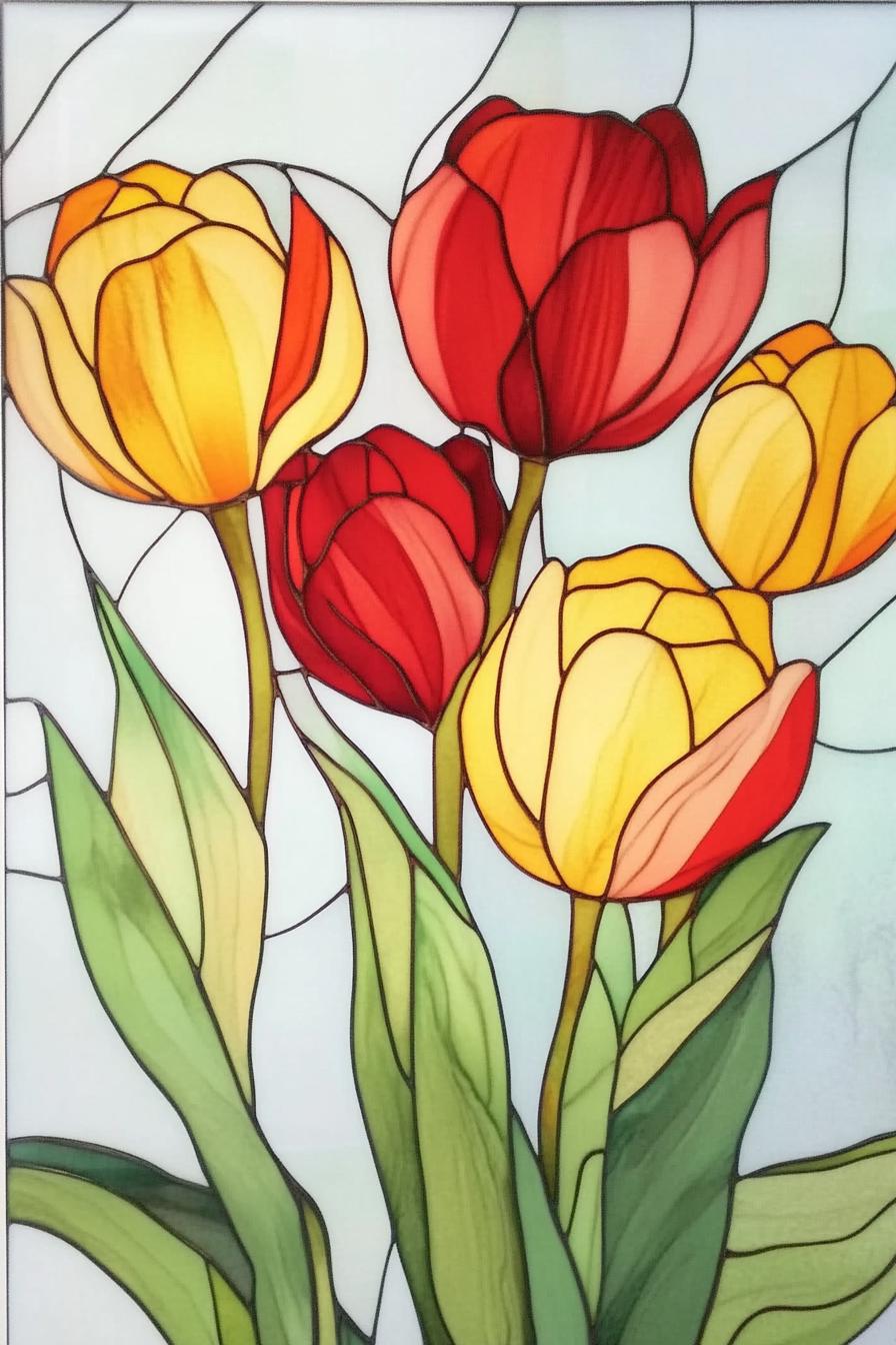 Custom Tulip Stained Glass Window Film - Decorative Privacy Cling ...