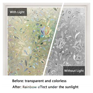 100/200cm Vinyl Rainbow Decorative Window Film Static Self-adhesive 3D ...