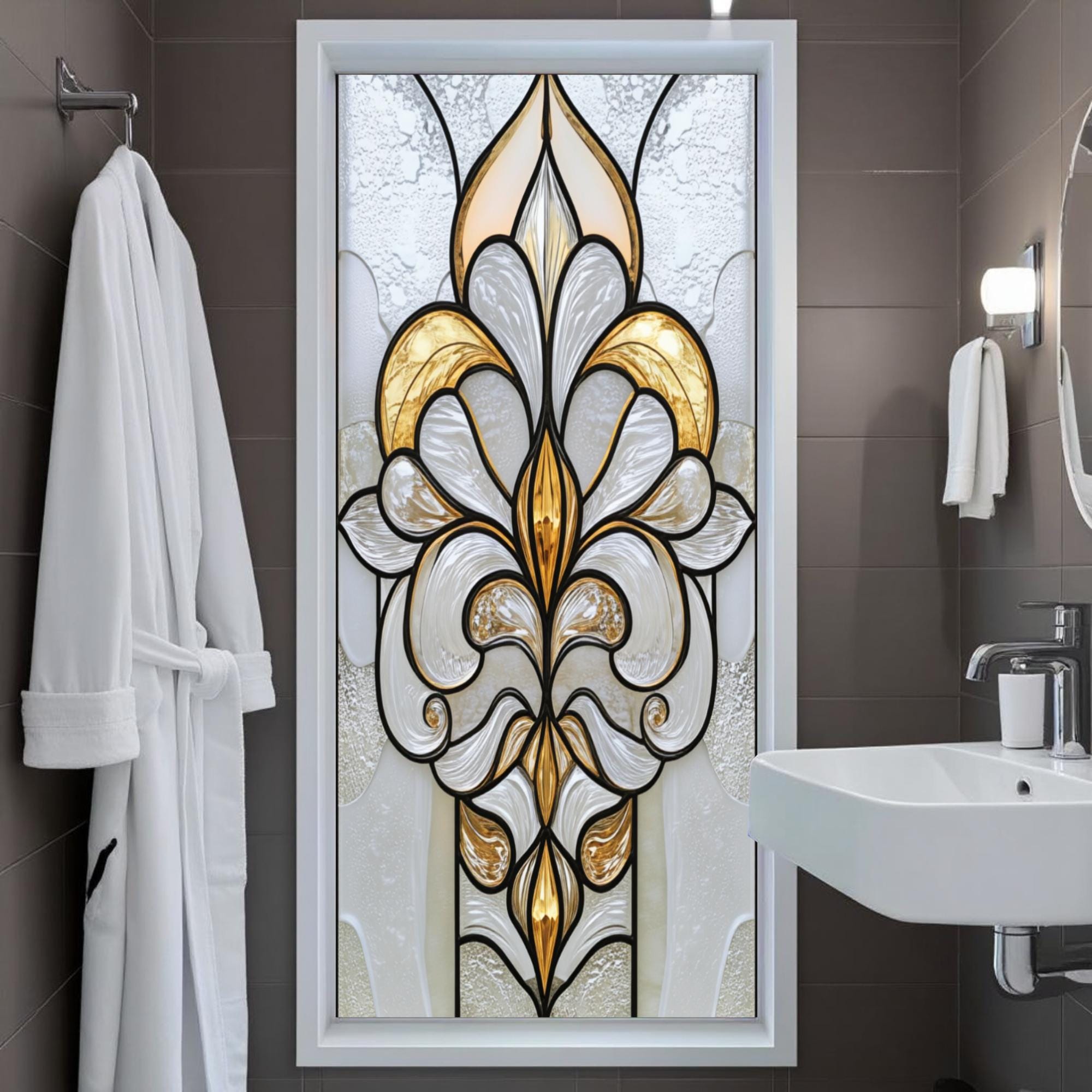 Custom Size Window Cling Frosted Window Film Vinyl Window Film Art Deco ...