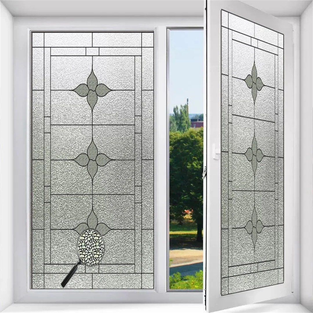 Custom Size Stained Glass Film Non-adhesive Static Cling Elegant ...