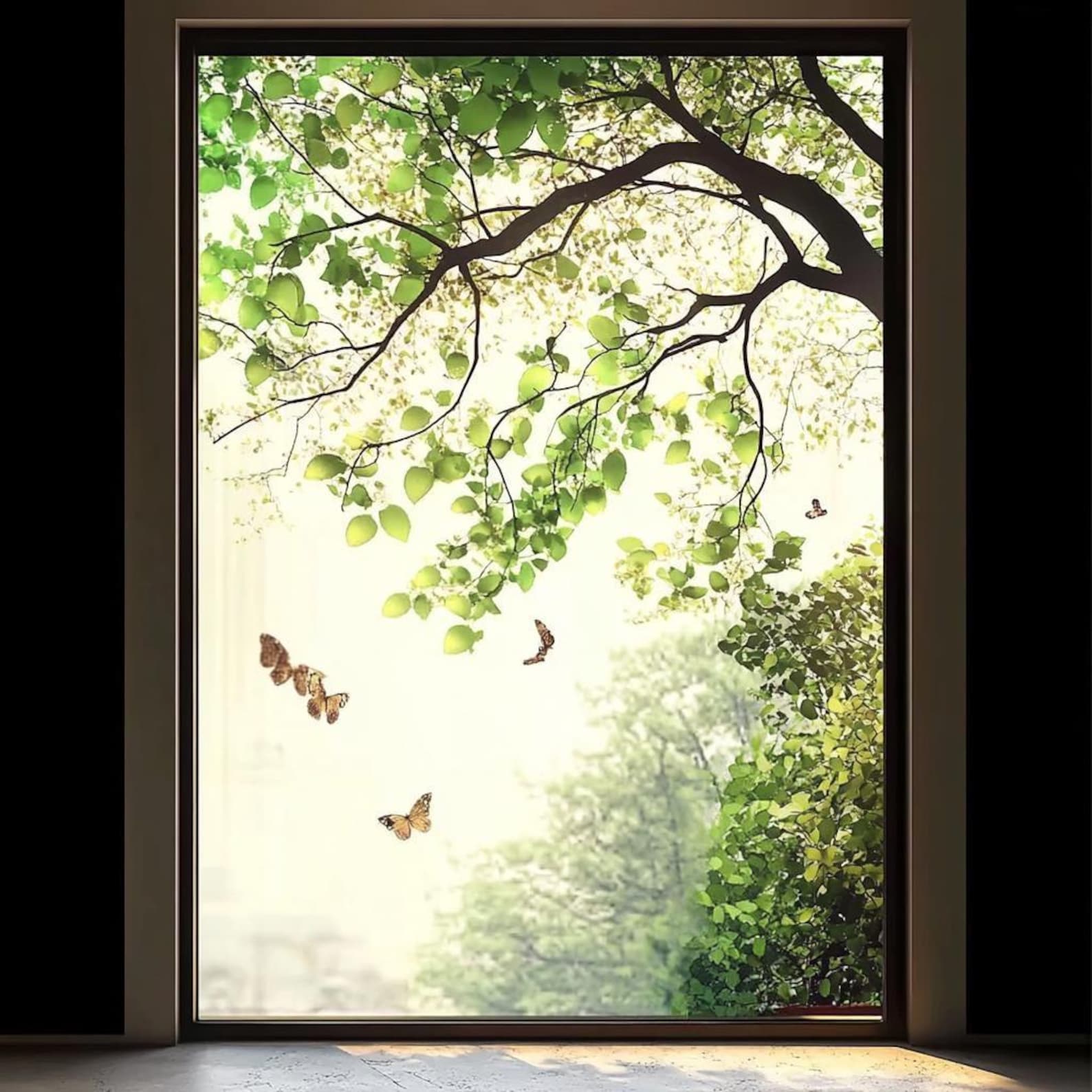 Nature Tree Canopy Window Film - Tranquil Decorative Privacy Glass ...