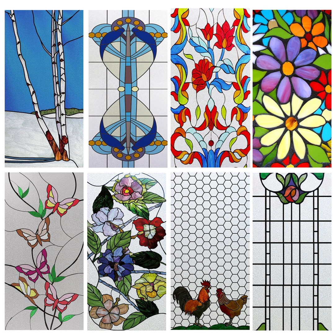 Custom Size Stained Glass Window Film Frosted Glass Window Sticker Non ...