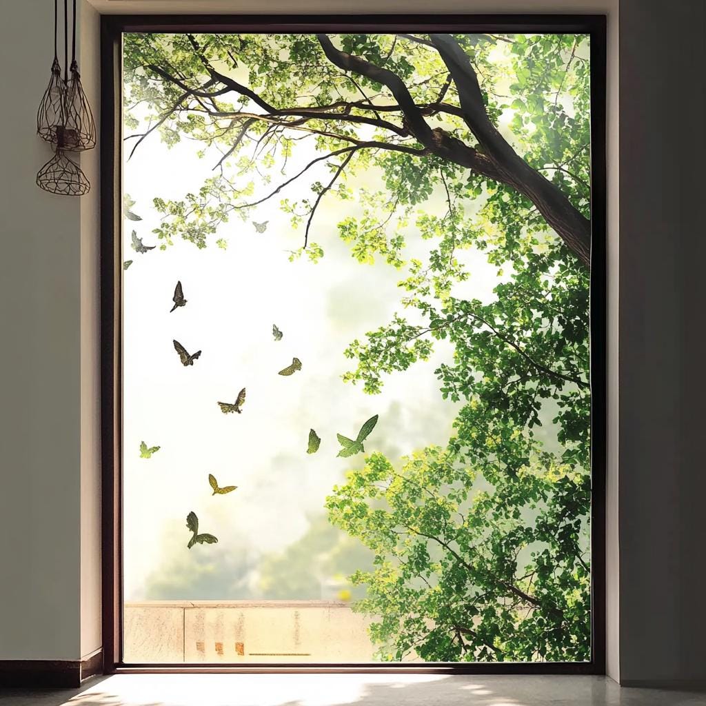 Nature Tree Canopy Window Film - Tranquil Decorative Privacy Glass ...