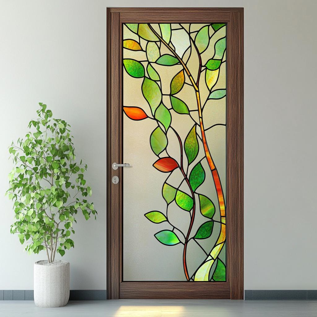 Custom Botanical Stained Glass Window Tint – Retro Art-inspired Birds ...