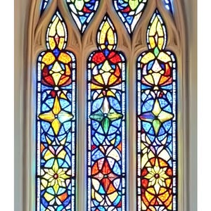 Cathedral Floral Stained Glass Window Film - Gothic Arched Design ...