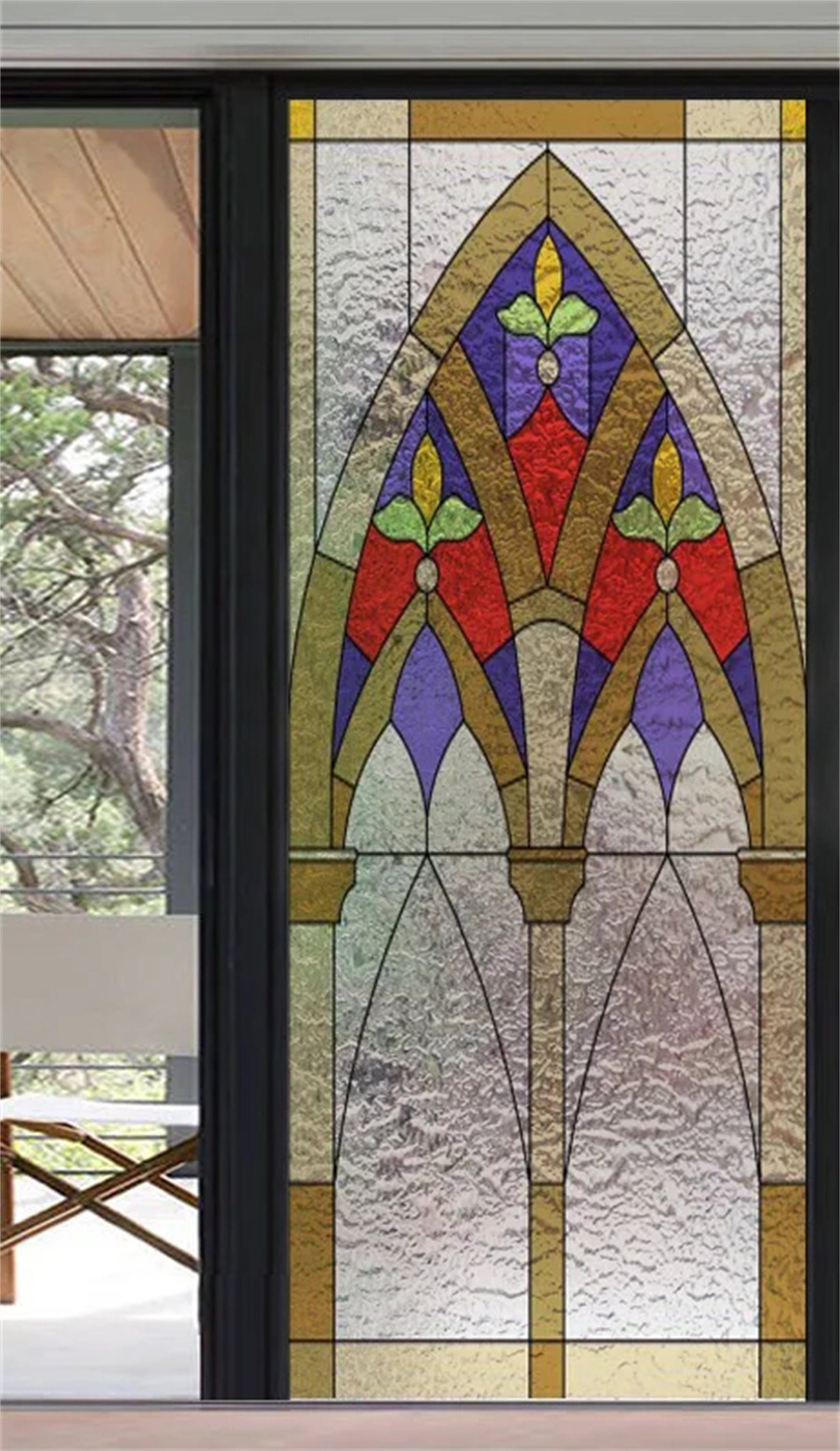 Custom Size - Stained Glass Window Film, Decorative Window Privacy Film ...