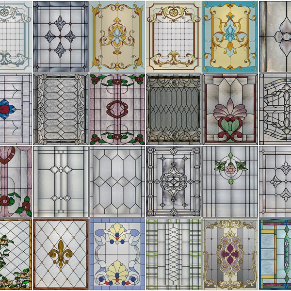 Custom Static Cling Window Film Frosted Stained Glass Design Etsy 4136